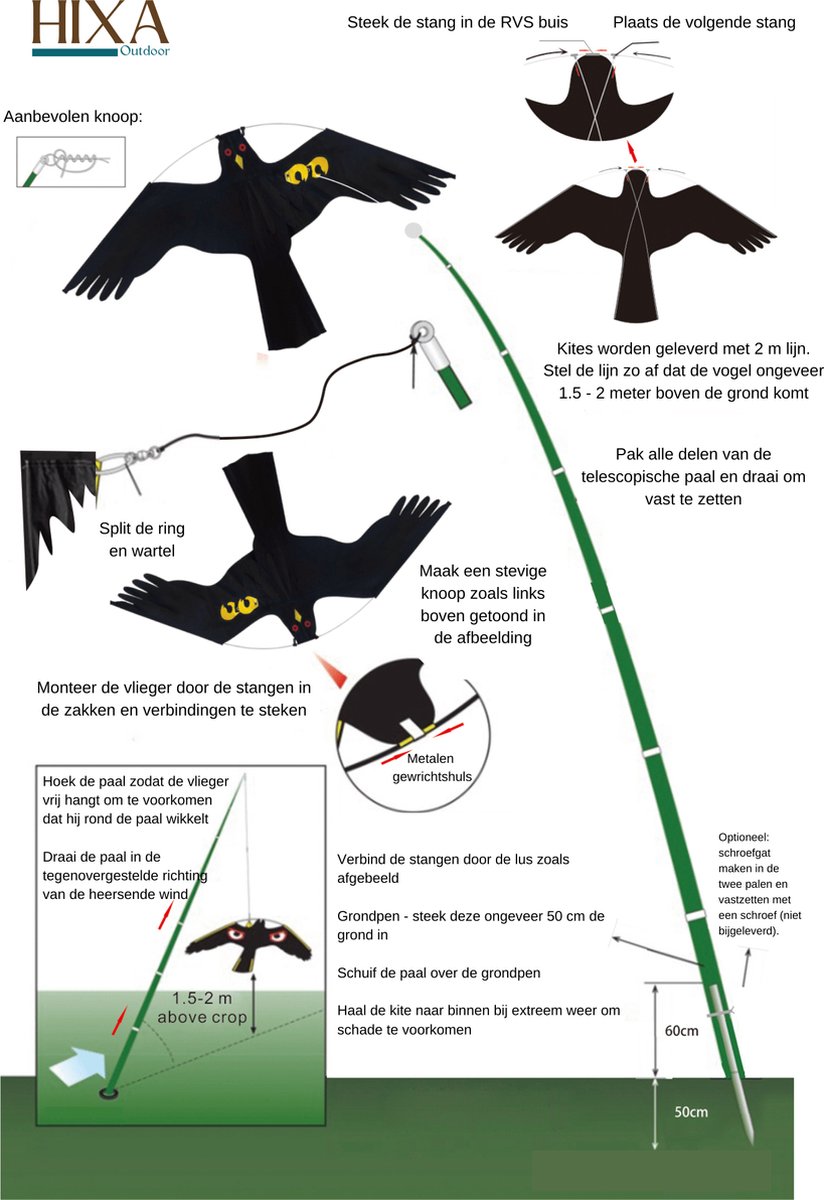 HIXA Vogelverjager - 7 Meter - Duivenverjager - Vogelverschrikker ...