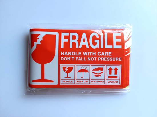 Stikker fragile 10 stuks doos stikker verzend stikker voorzichtig | bol.com