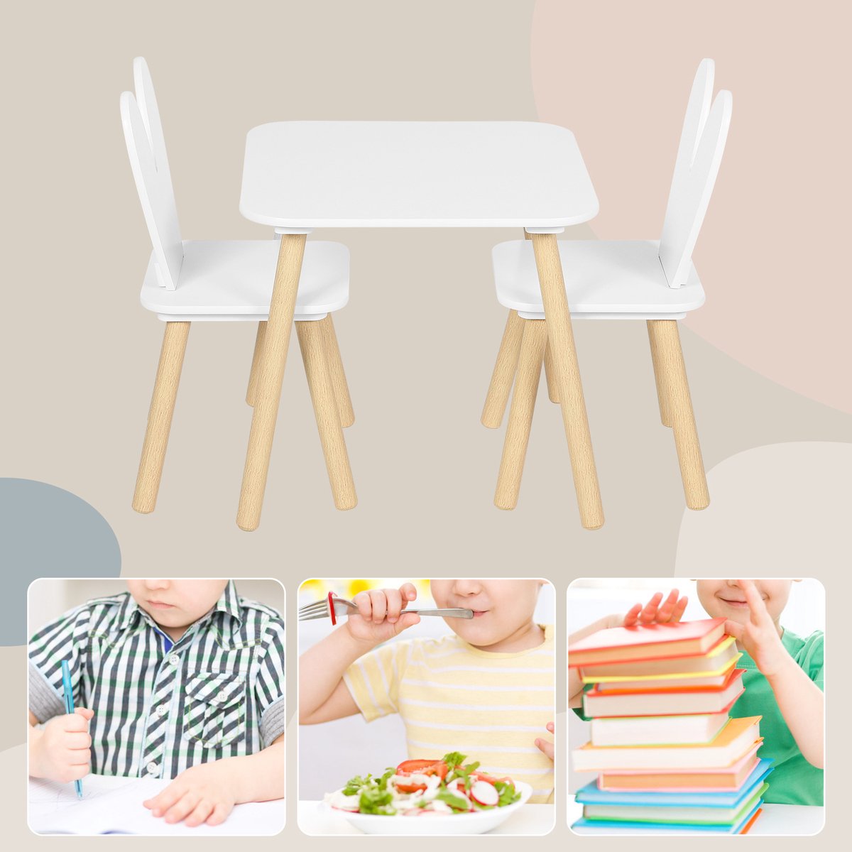 Woltu® - Table enfant avec 2 chaises - Garde-corps en forme de coeur - Table de... | bol.com