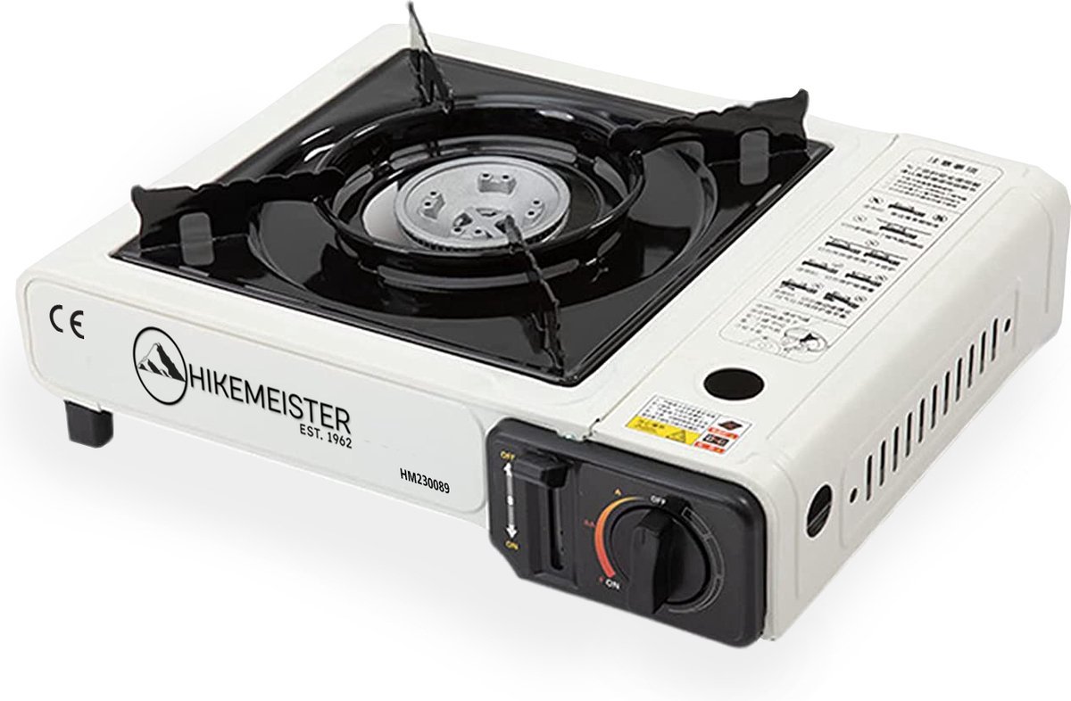 Hikemeister® camping kooktoestel 1 pit 2500 KW draagbaar - Wit ...