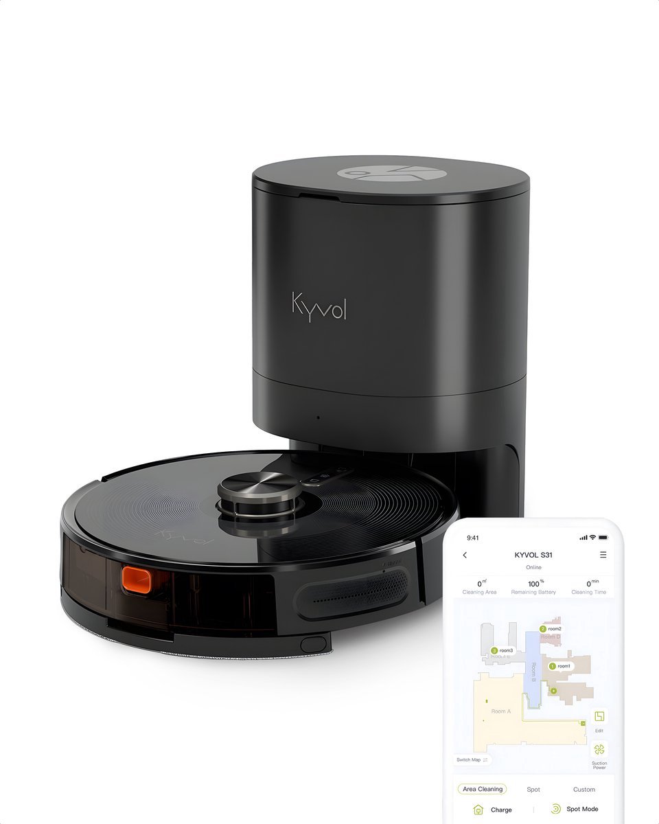 Kyvol S31 Robotstofzuiger & Dweil Combinatie - Cybovac - Met Laad- en ...