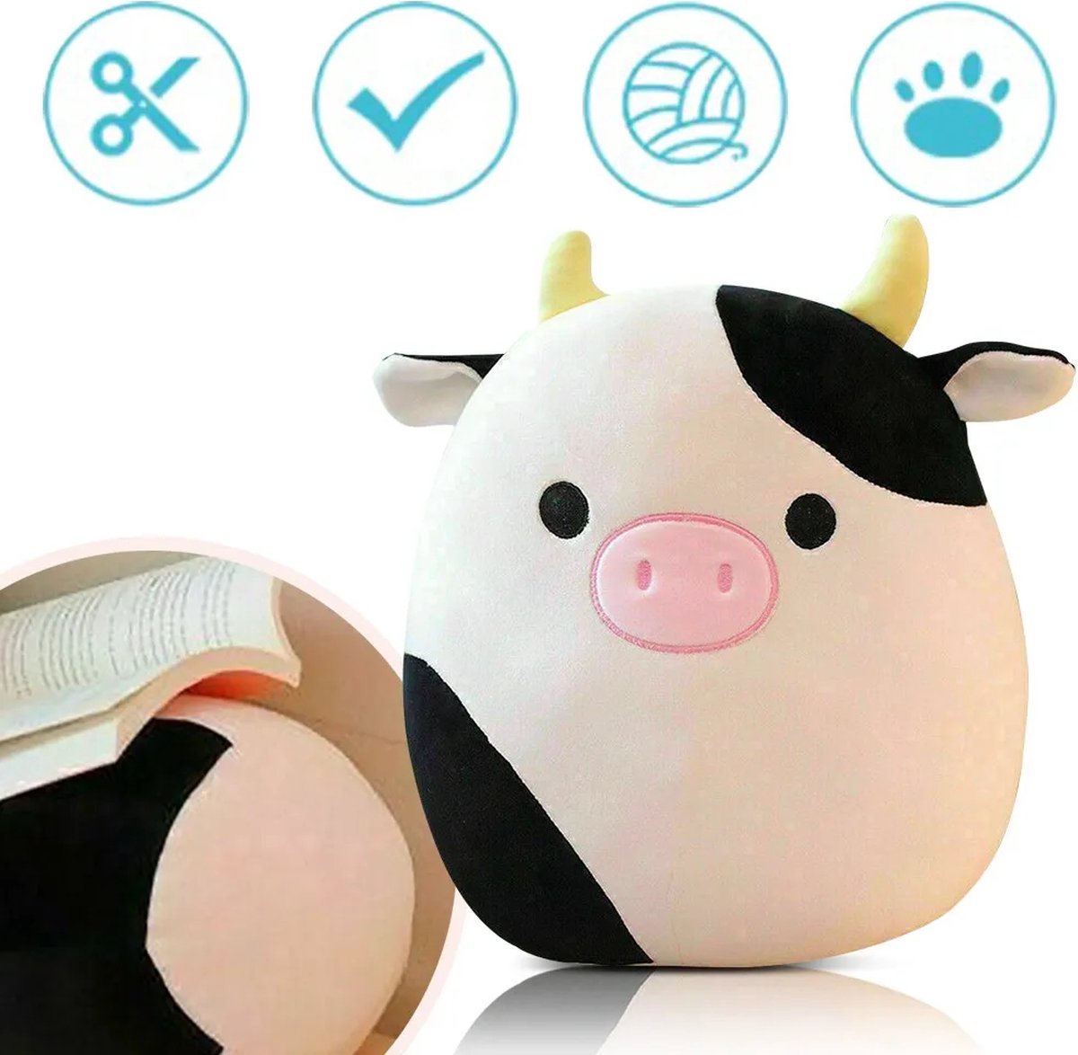 Klikkopers® - Kawaii knuffel - 22CM - Knuffel Koe - Squish Knuffel ...