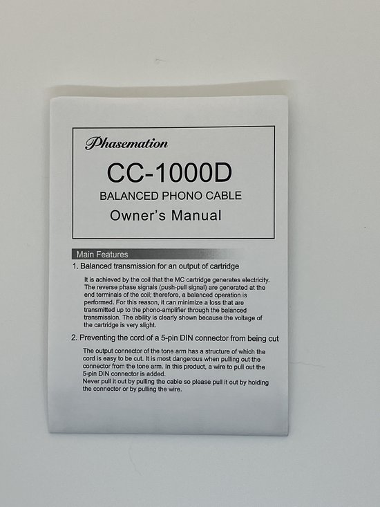 Phasemation CC-1000D Balanced Phono Tonearmcable 5-pin DIN to XLR 1.2 Meter | bol.com