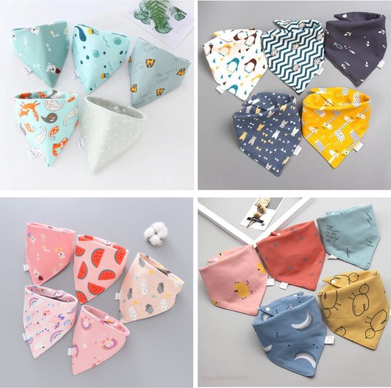 Kwijl Kanjer - Slabbetjes - Set van 5 slabbertjes - Bandana Slab ...