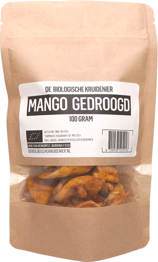 De Biologische Kruidenier - Gedroogde Mango - 100 gram - Biologisch ...