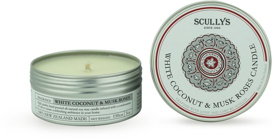 Geurkaars - Etherische Oliën van Witte Kokosnoot & Muskus Roos - Air ...