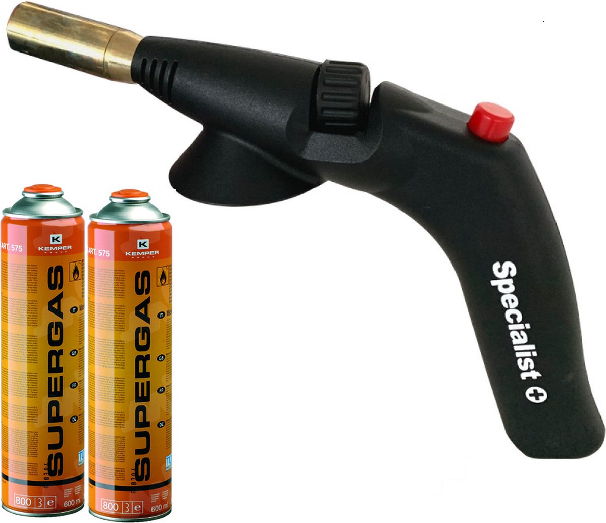 Gasbrander met piezo ontsteking, aansluiting 7/16 , mondstuk 20mm + 2 ...