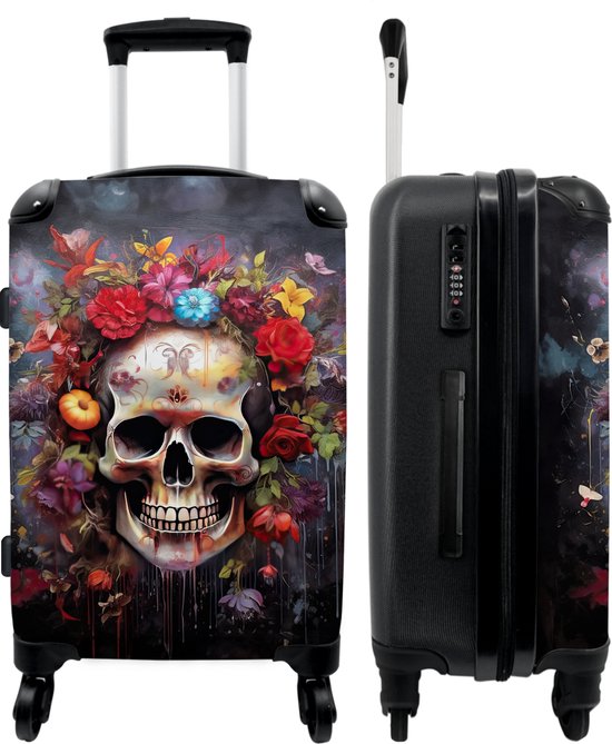 NoBoringSuitcases.com® Koffer groot - Doodskop - Bloemen - Botanisch ...