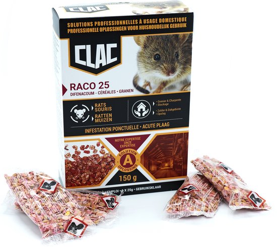 Rodi Clac - Raco Muizenkorrels 150gram met 4 lokdozen; Muizengif ...