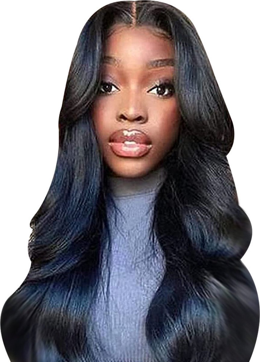 Gratyfied - Pruiken Dames Echt Haar - Pruik Zwart - Front Lace Wig - 55 ...