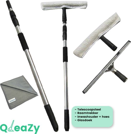 Zeemset 35cm Professionele schoonmaakset rvs Raamwisser + Inwasser met 4 meter... | bol