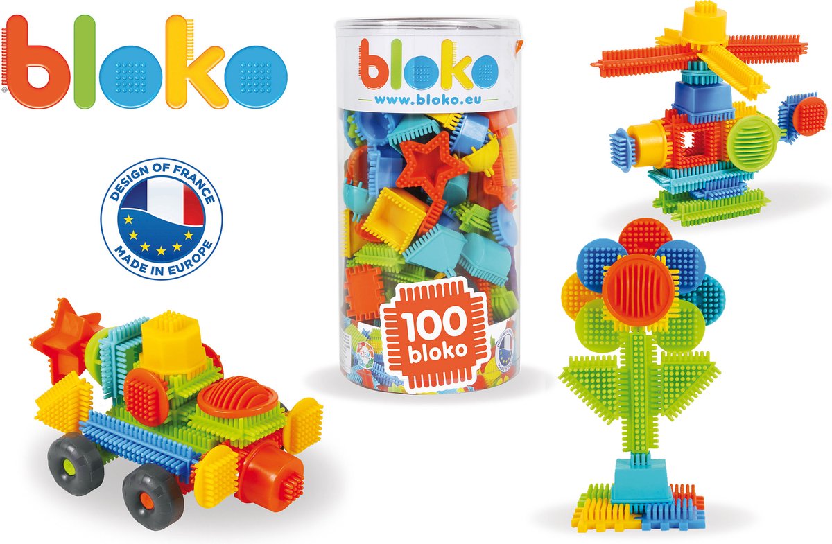 Bloko - tube met 100 bouwstukken - Classic - Bouwset - Nopper | bol.