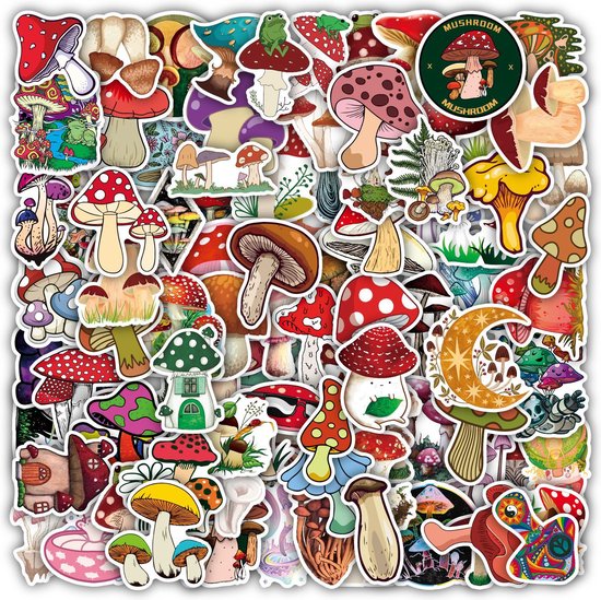 100 stuk paddestoel Cartoon stickers voor kinderen en volwassenen ...