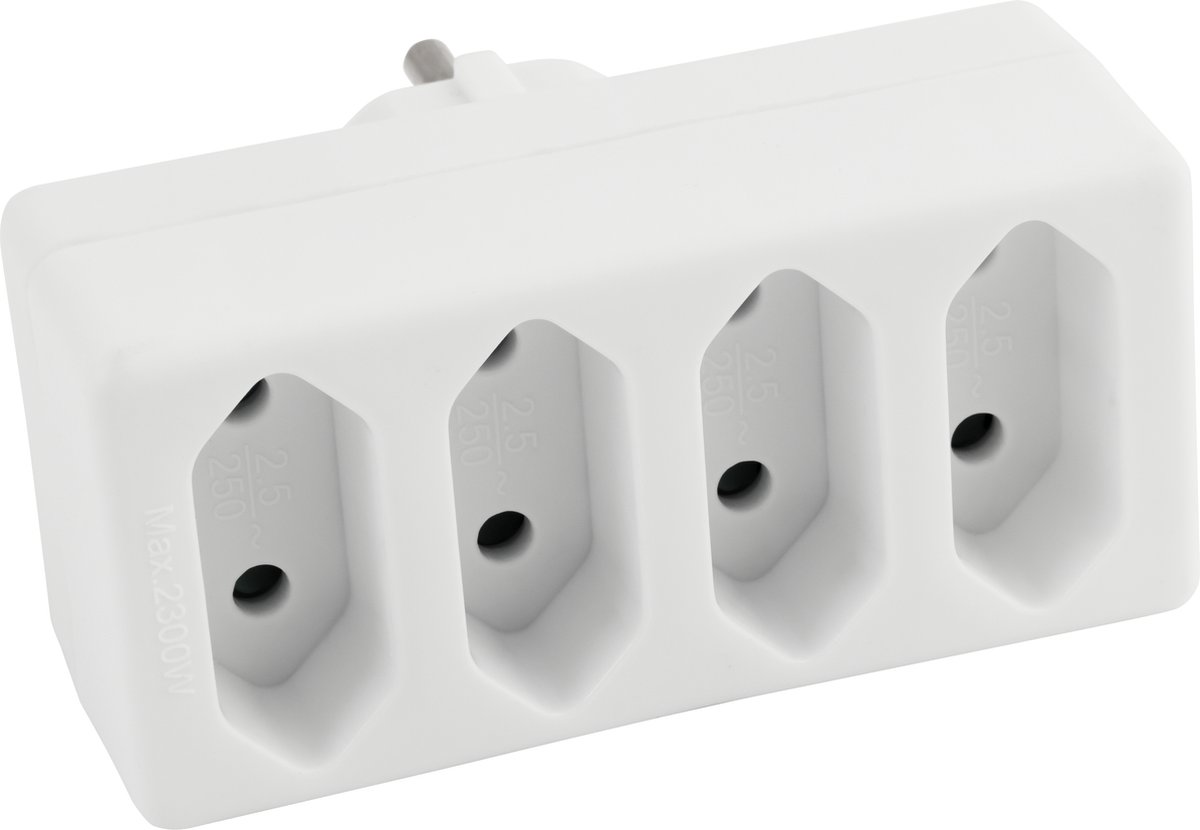 Stekkerdoos verdeelstekker - Doorvoerstekker met 4 Euro stopcontacten ...
