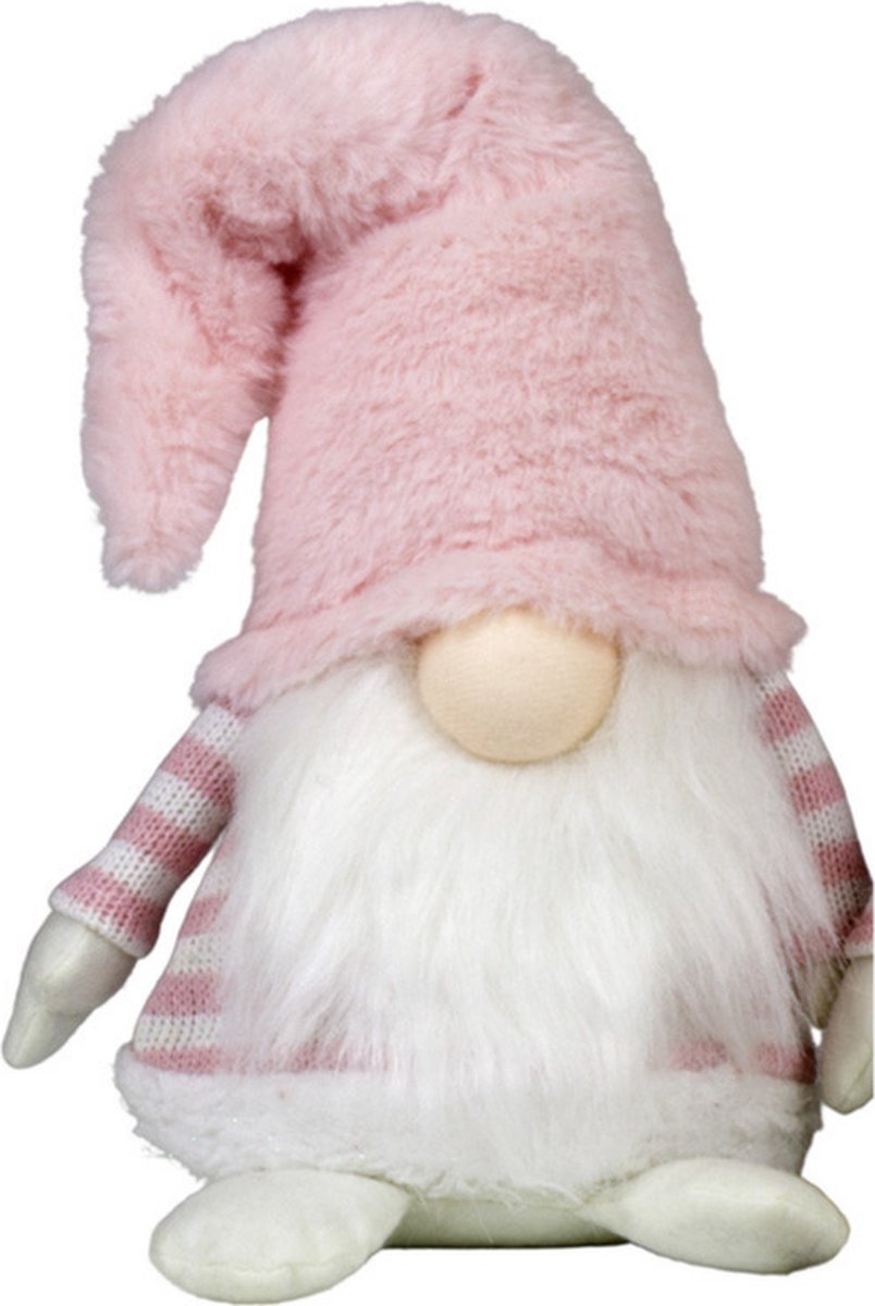 Pluche knuffel gnome/kabouter/dwerg pop - 20 cm - lichtroze/wit | bol.com