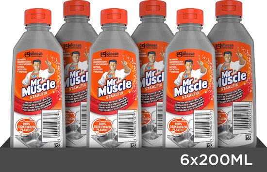 Mr Muscle Staalfix - Roestvrij - Glans - 6 x 200 ml | bol