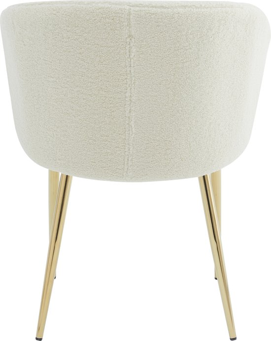 Colenis - Kubra Eetkamerstoel Set Van 4 - Beige - Teddy - Gouden Poten ...