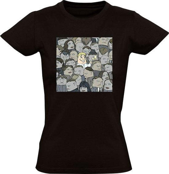 Gezichten Dames T-shirt - boos - blij - vrolijk - raar - mensen ...