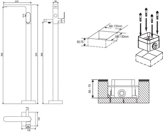 Vrijstaande watermengkraan voor bad CR 080,00 Ravak verchroomd | bol