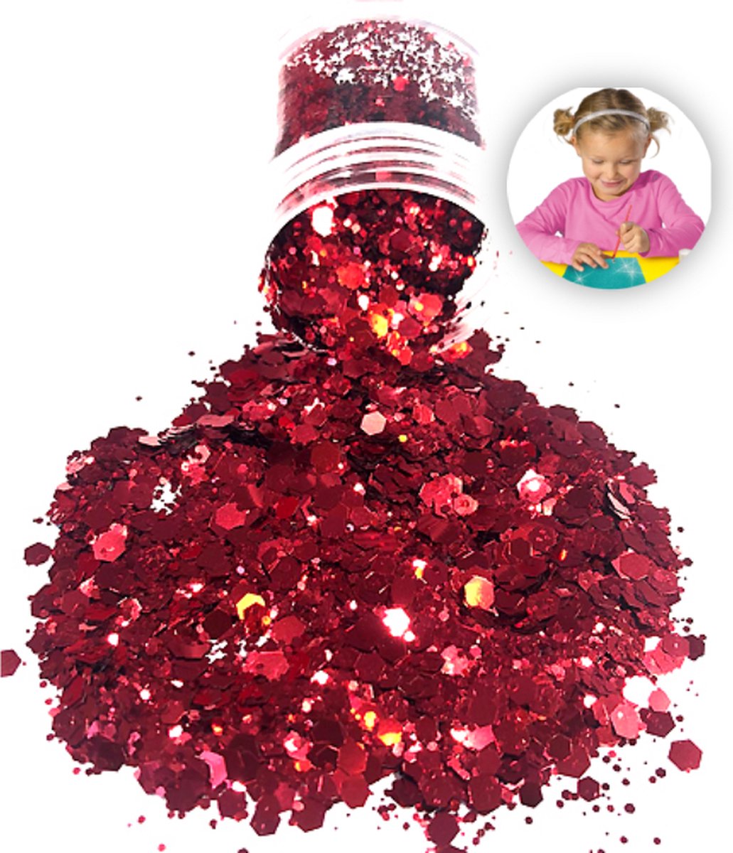 GlittersXL - Knutsel Chunky Glitters (Rood) [Volume 8g - Knutselpakket ...