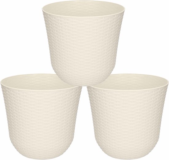 10x Ivoor witte plantenbakken/bloempotten 25 cm - Woon/tuinaccessoires ...