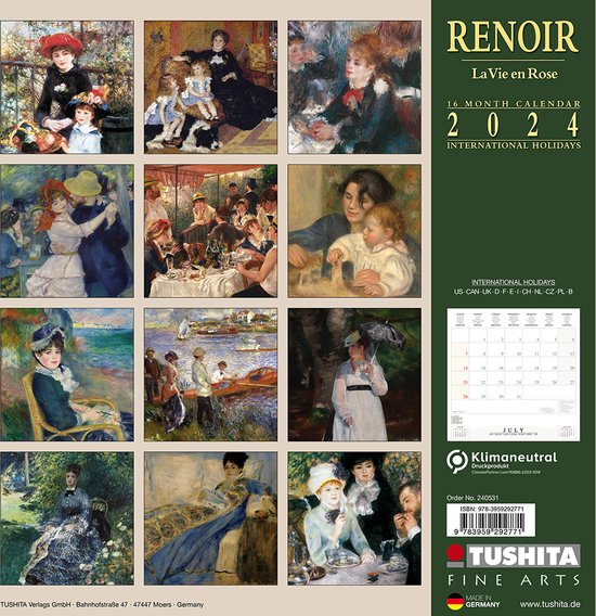 Auguste Renoir - La Vie en Rose Kalender 2024 | bol.com