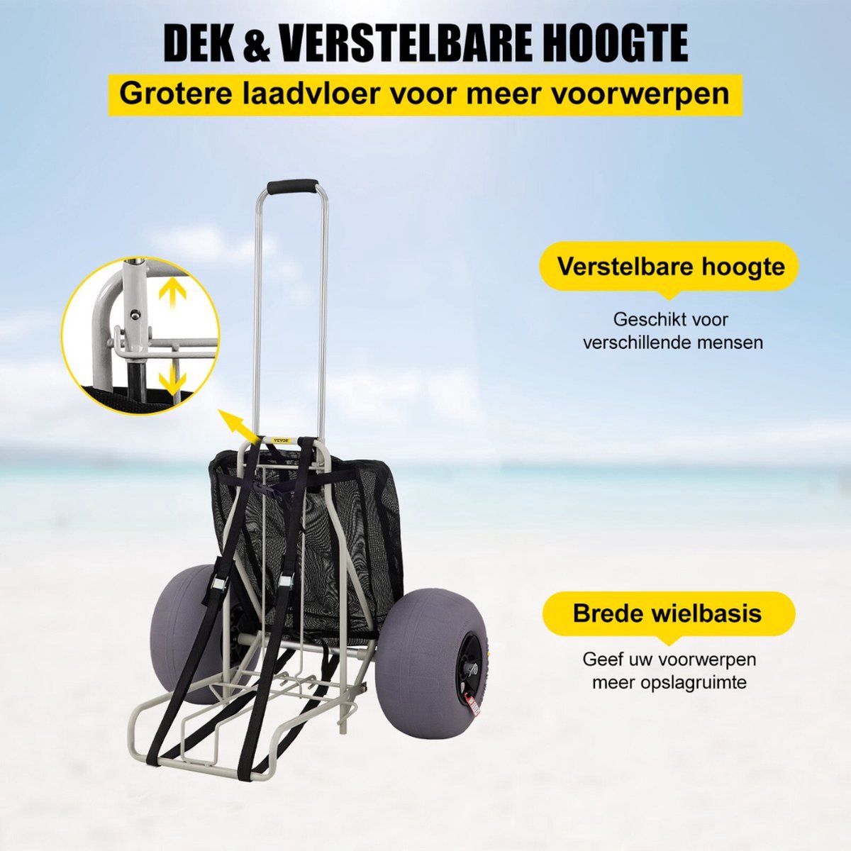 Bolture Bolderkar Opvouwbaar Luchtbanden - Bolderwagen - Strandkar - Strandtrolley -... | bol