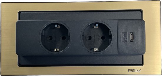 Evoline backflip messing 2x stopcontact en USB-C lader | bol