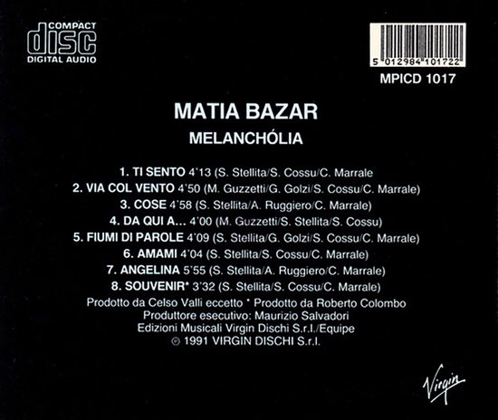 MATIA BAZAR - Melanchólia, Matia Bazar | Muziek | bol