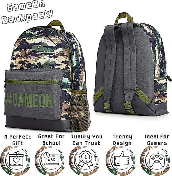 Gamer School Bag, Game On Backpack in 3 Variants, Cute Camouflage ...