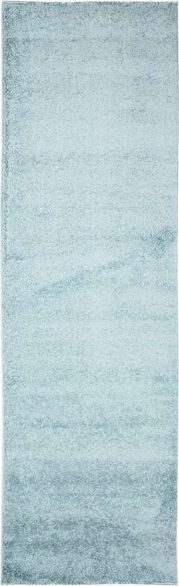 Tapiso Delhi Tapijtloper Vloerkleed Hoogpolig Blauw Fluffy Op Maat ...