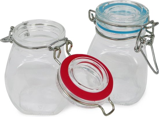 8 x weckpot met beugelsluiting, draadbeugelglas met rubberen ring in ...