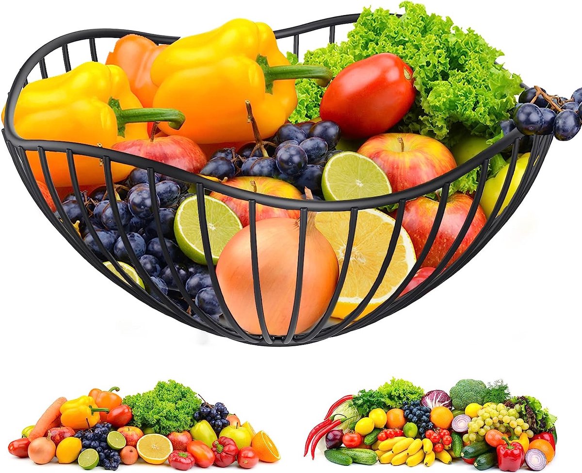Fruitmand van metaal, diameter 26,5 cm, opbergmand ideaal voor fruit ...