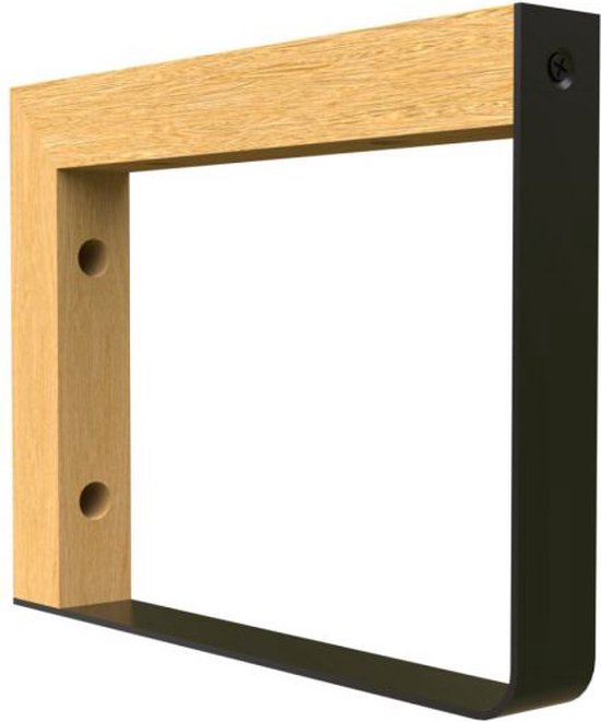 Plankdrager Rechthoek - 2 stuks - 152 x 202mm - Hout / Metaal - Zwart ...