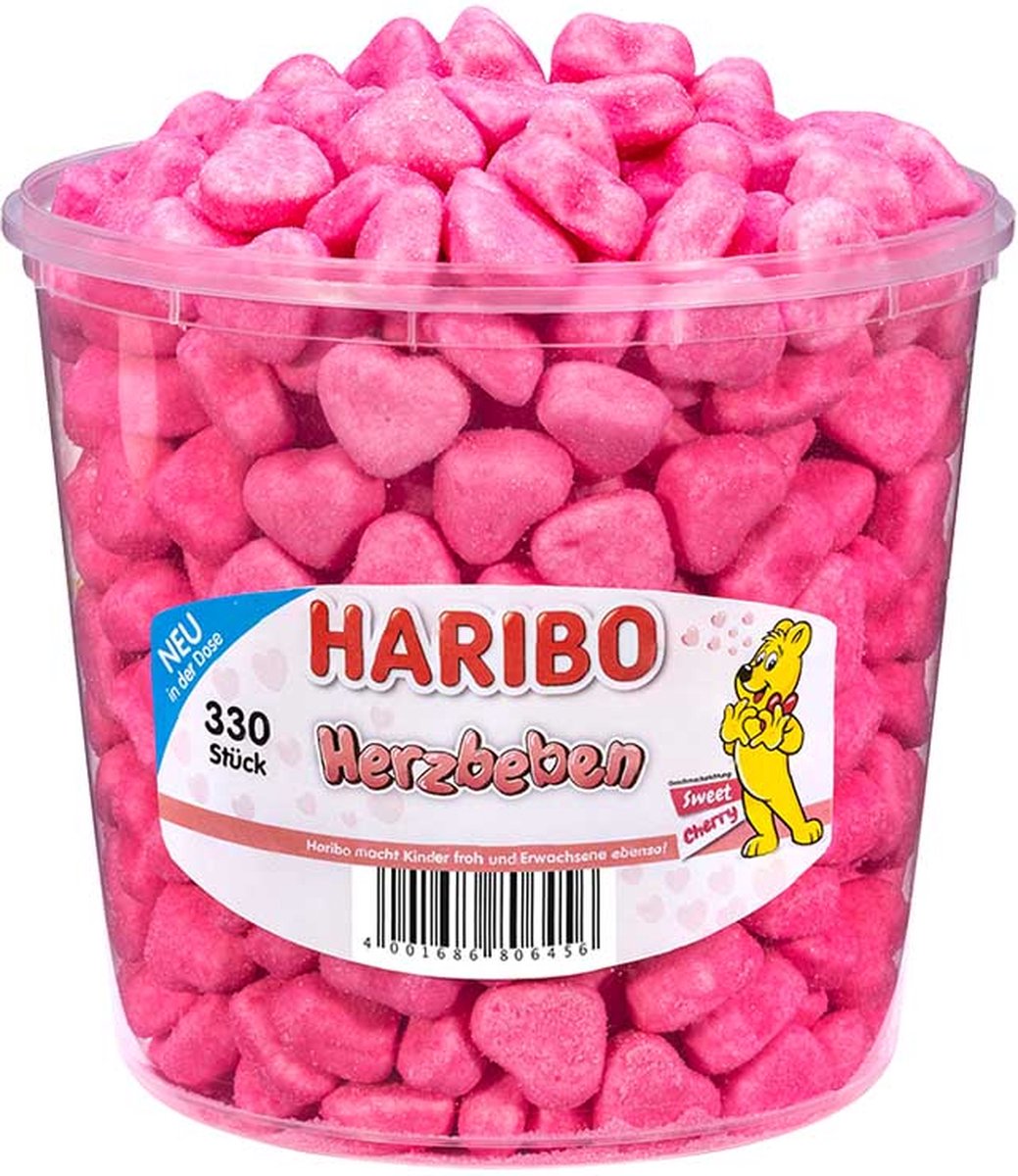 Haribo Herzbeben / Kersen Marshmallow Hartjes - 330 stuks | bol