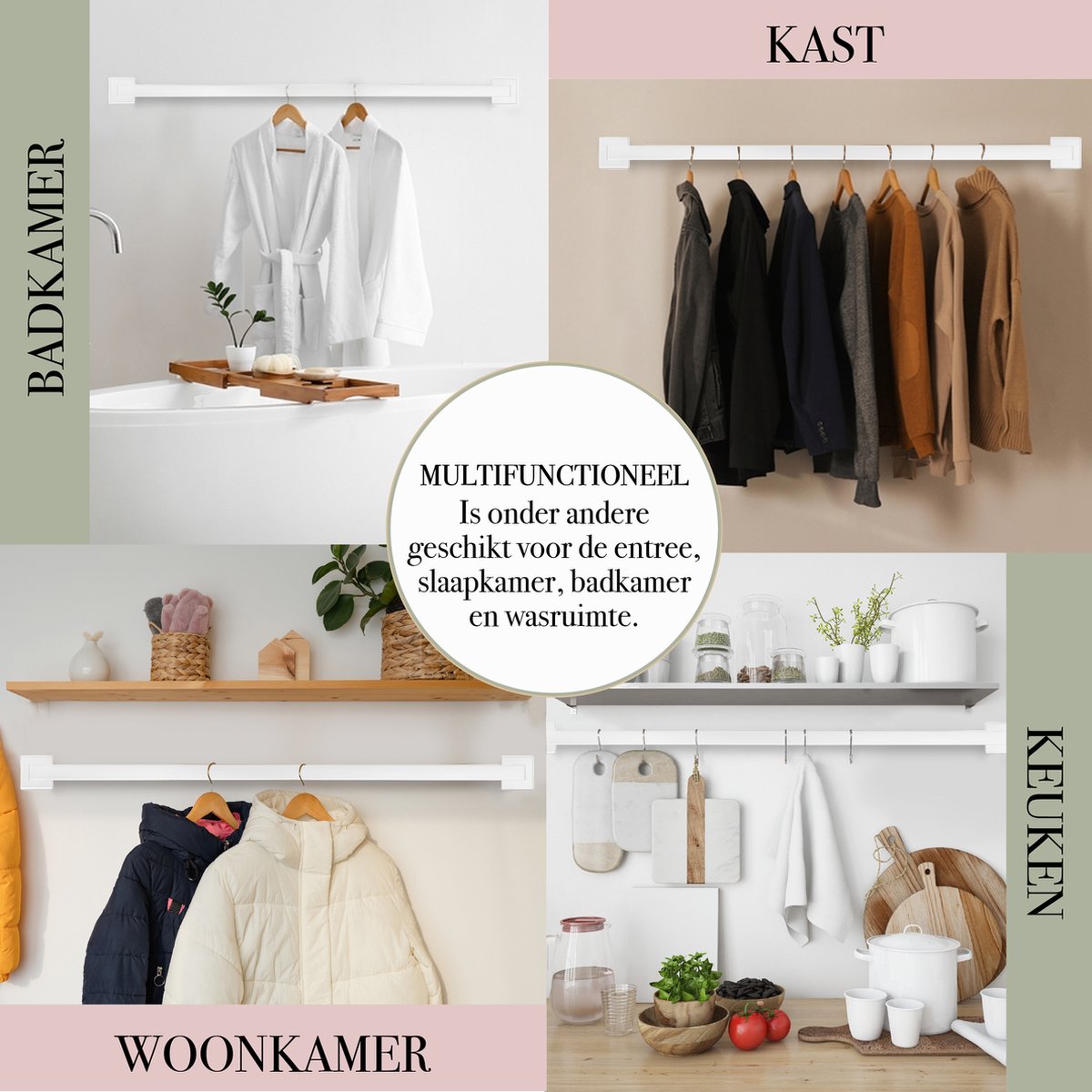 Sunnyhome Kledingstang voor aan de Muur – Kledingroede – Kledingrek ...