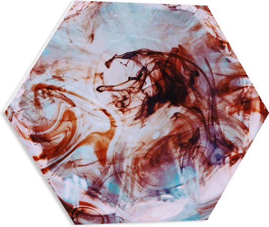 PVC Schuimplaat Hexagon - Cirkel Gevuld met Rode en Witte Rookwolken ...