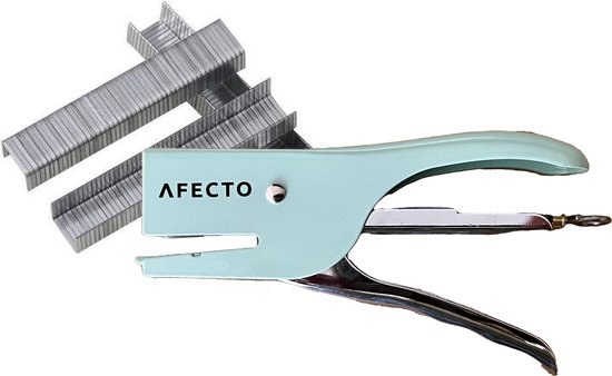 Afecto nietmachine met 1000 nietjes - mint - metaal - lengte 14 cm | bol