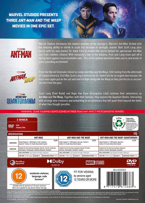 Ant-Man 1-3 DVD - Import zonder NL OT (Dvd), Paul Rudd | Dvd's | bol