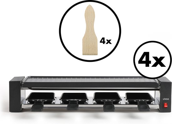 Gourmetstel voor 4 Personen met 4 Houten Spatels – 4 Pack ...