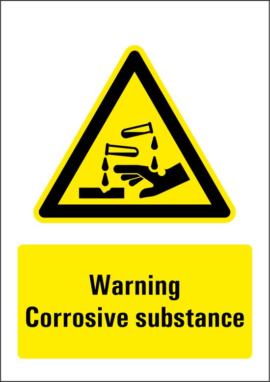 Warning corrosive substance bord - kunststof 148 x 210 mm | bol