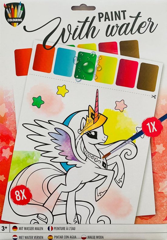 Verven met water - ''Fantasie'' - 8 vellen, verf en penceel - Verven ...