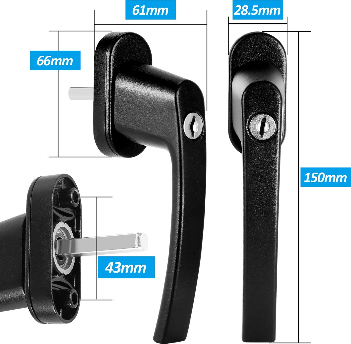 Afsluitbare raamkruk - 12 stuks - Inclusief sleutel en schroeven ...