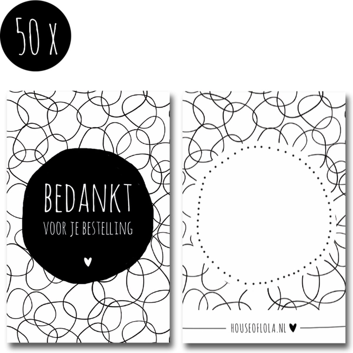 50x Minikaartje / Kleine kaartjes | BEDANKT VOOR JE BESTELLING | 85 x 55 mm | bol.com
