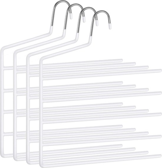 Trouser Hangers Space Saving Set of 4 Multiple Clothes Hangers Open End ...