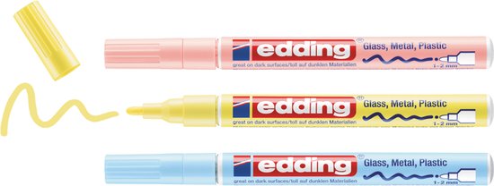 edding 751/3S pastel lakmarker set - assorti 3 stuks: pastel geel ...