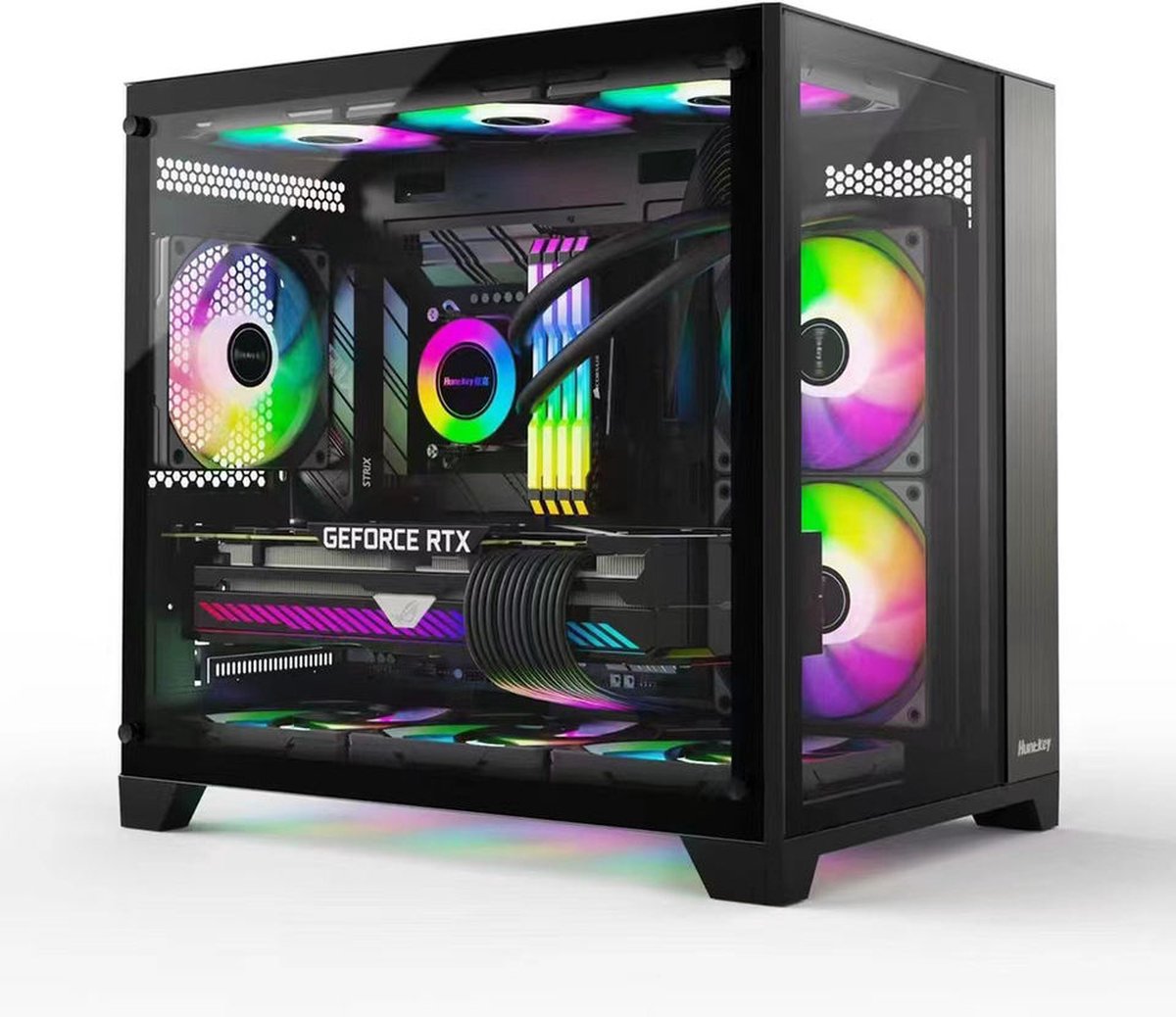 Sefaras ATX Gaming PC Computer Behuizing - RGB lichten - Paneel van ...