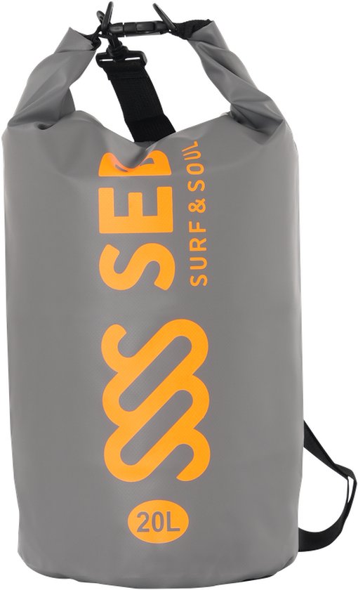 SEB Drybag 20 liters Grey - Neon Orange - Waterdichte tas - Drybag 20L ...