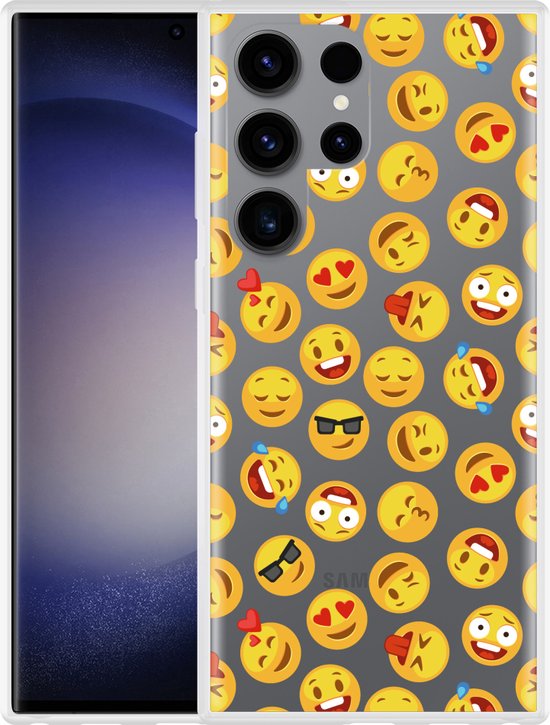 Cazy Hoesje geschikt voor Samsung Galaxy S23 Ultra Emoji | bol
