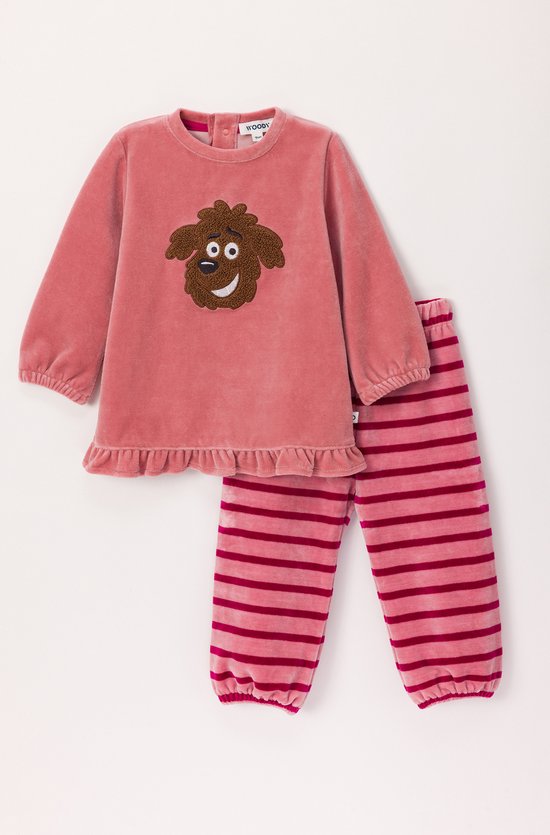 Woody pyjama baby meisjes velours - roze - labradoodle - 242-10-PDL-V ...